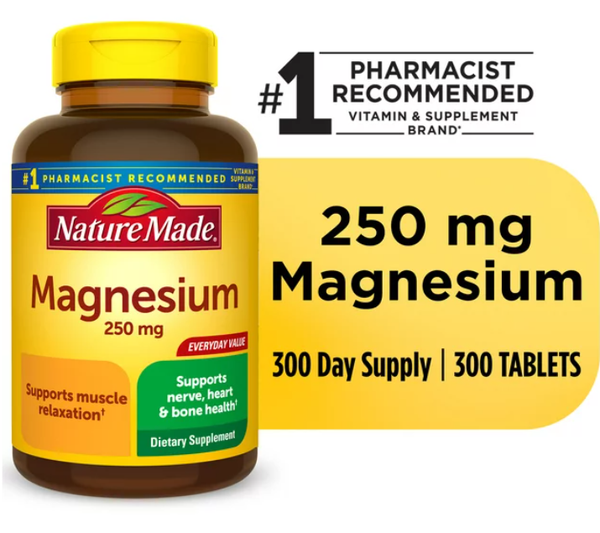 Nature Made Magnesium Oxide 250 mg Tablets, Dietary Supplement, 300 Co ...